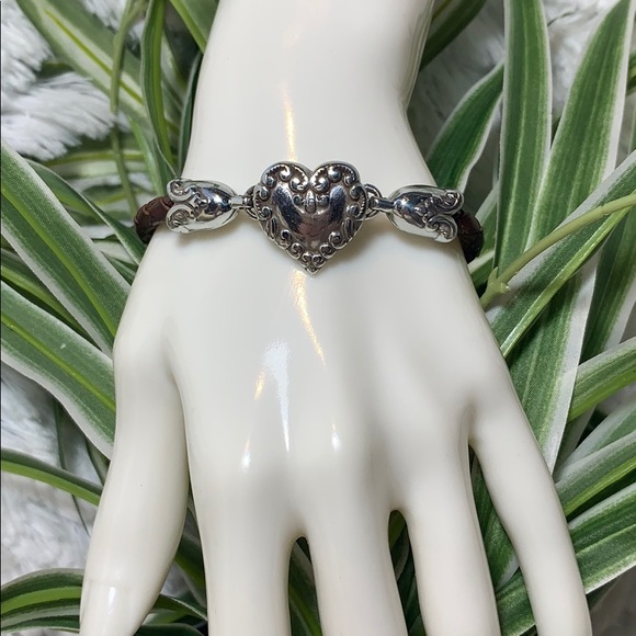 Brighton | Jewelry | Brighton Bracelet Brown Leather Braided Silver ...